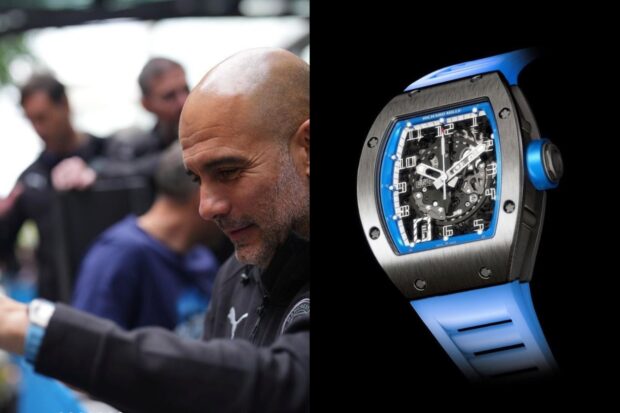 Guardiola célèbre le titre avec une montre siglée Man City, à 100 000€